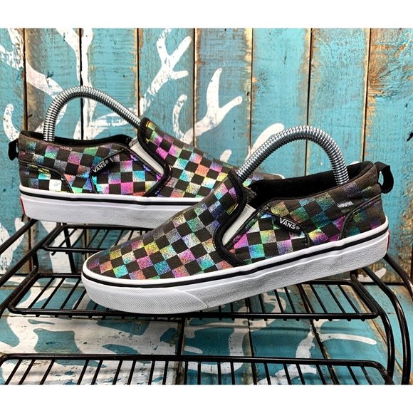 Vans | Shoes | Vans Missy Multi Color Monochrome Checkered Slip On ...